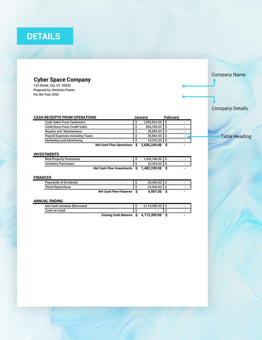 Free Cashflow Planning Template - Google Sheets, Excel | Template.net