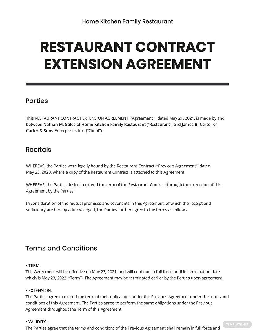 Free Simple Contract Extension Agreement Template - Google Docs, Word ...