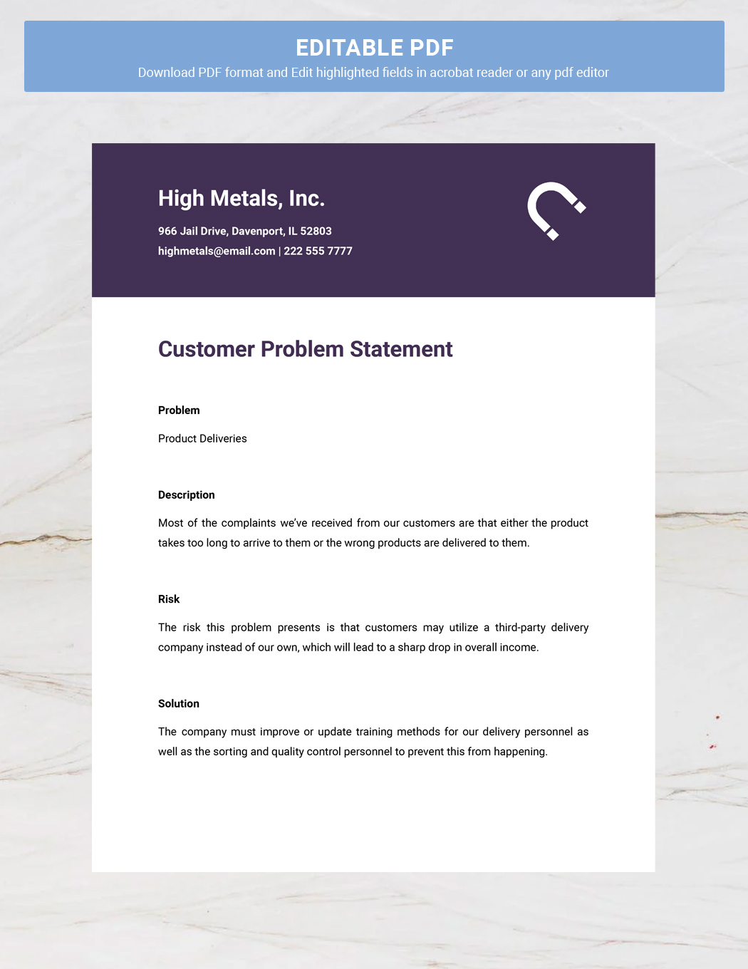 Customer Problem Statement Template Google Docs Word Apple Pages