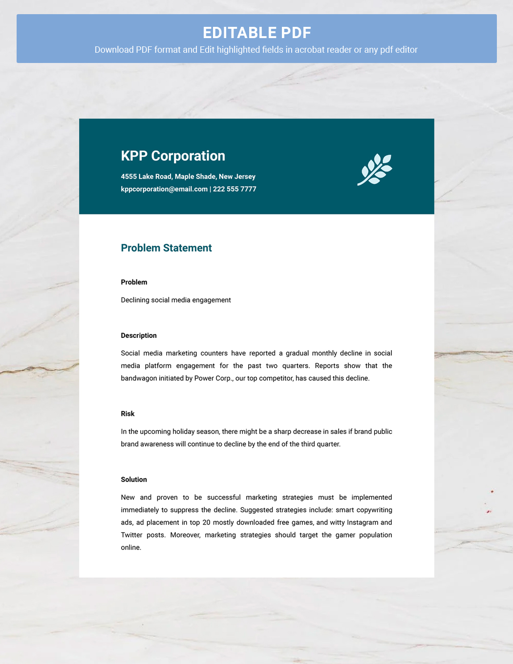 Business Problem Statement Template Google Docs Word Apple Pages