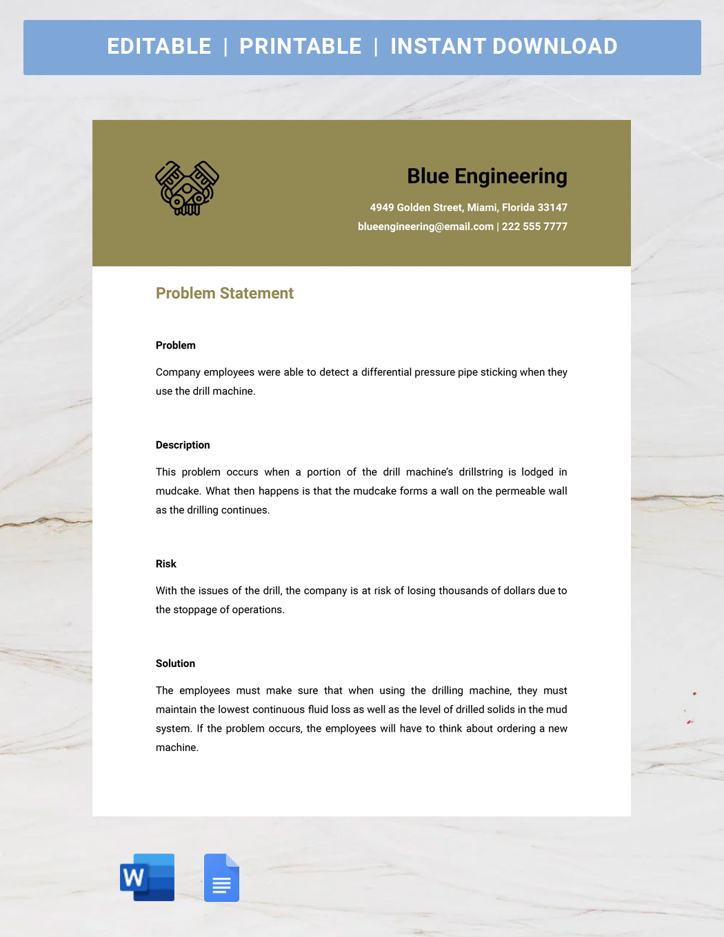 Technical Problem Statement Template - Google Docs, Word | Template.net