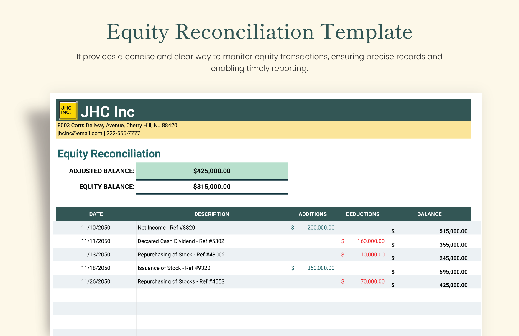 Equity Reconciliation Template In Excel Google Sheets Download Equity Reconciliation Template In Excel Google Sheets Download