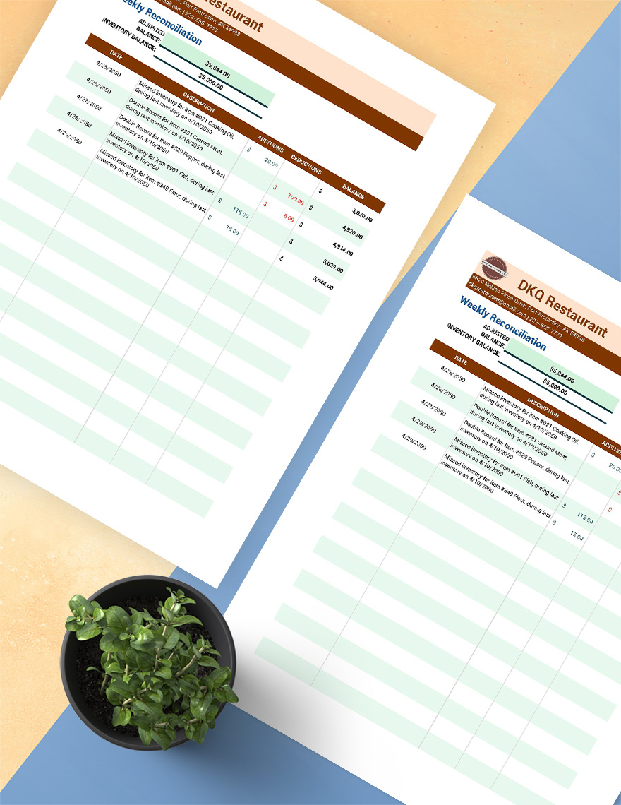Weekly Reconciliation Template - Google Sheets, Excel | Template.net