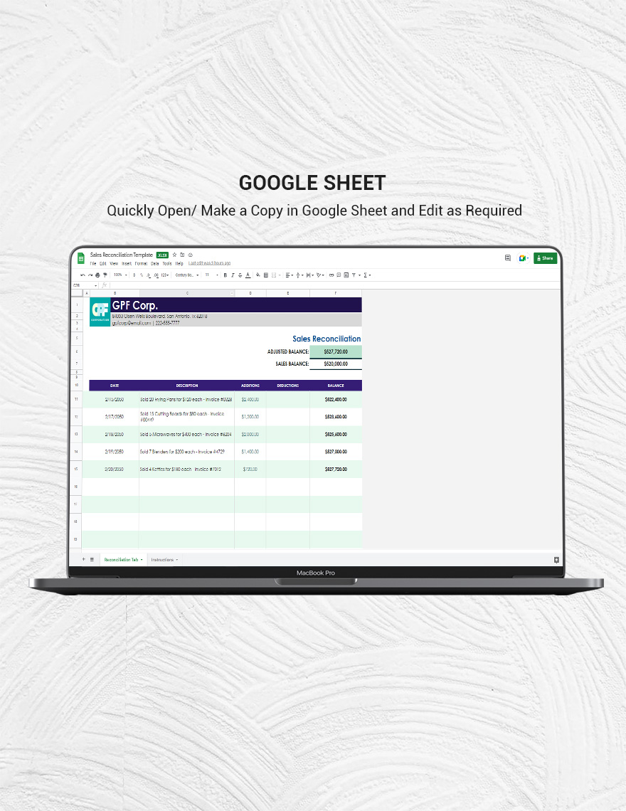 Sales Reconciliation Template - Google Sheets, Excel | Template.net