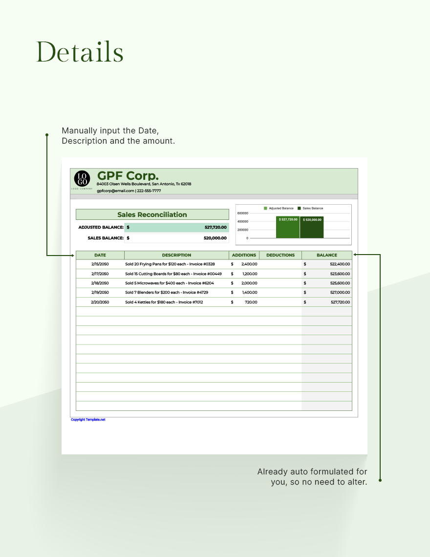 Sales Reconciliation Template - Google Sheets, Excel | Template.net