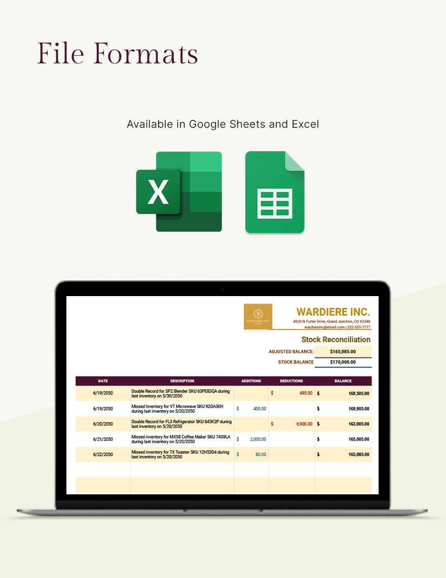Stock Reconciliation Template - Google Sheets, Excel | Template.net