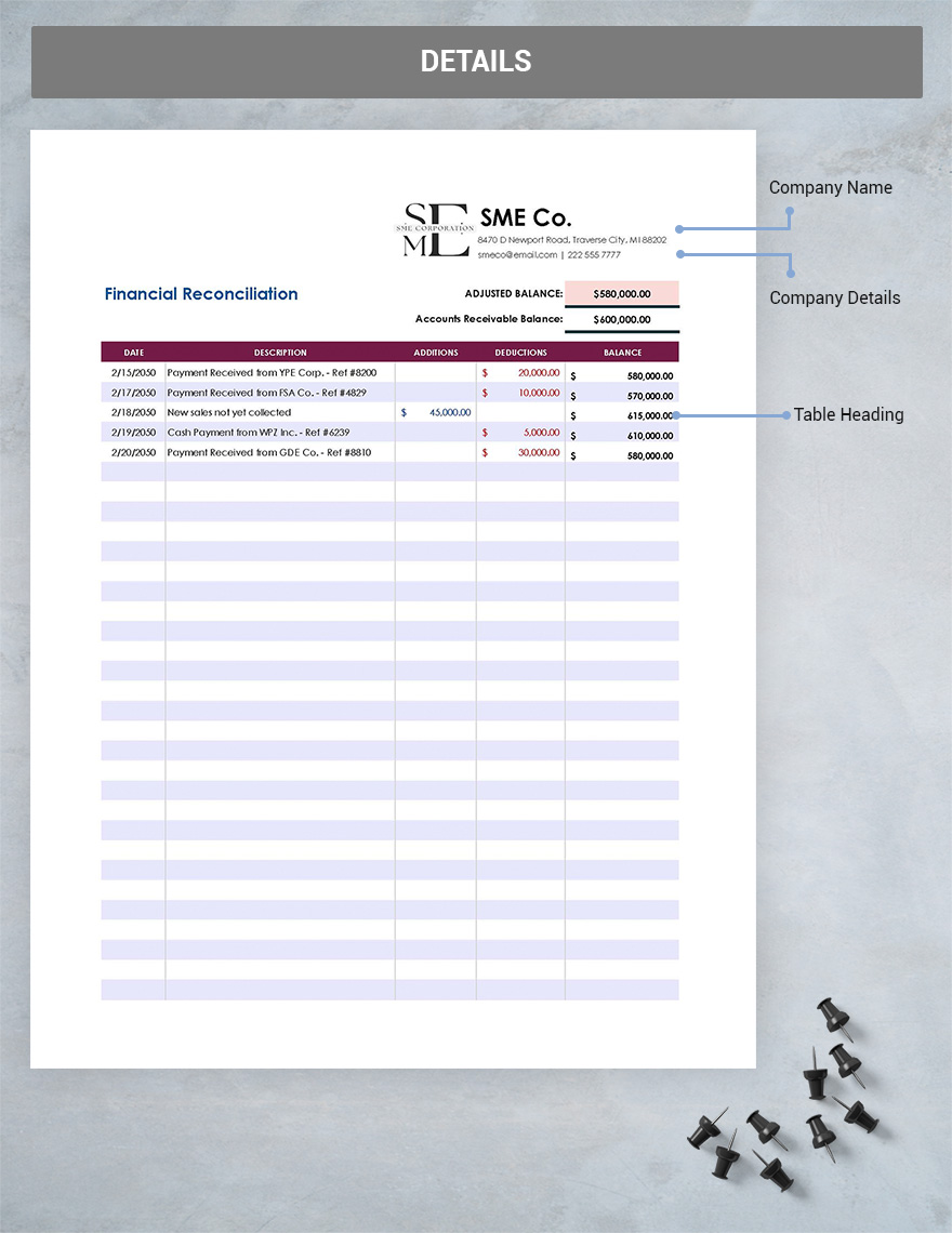 Financial Reconciliation Template - Google Sheets, Excel | Template.net