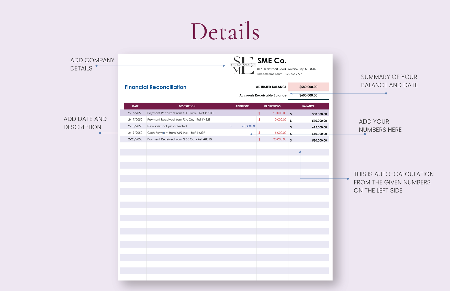 Financial Reconciliation Template - Google Sheets, Excel | Template.net