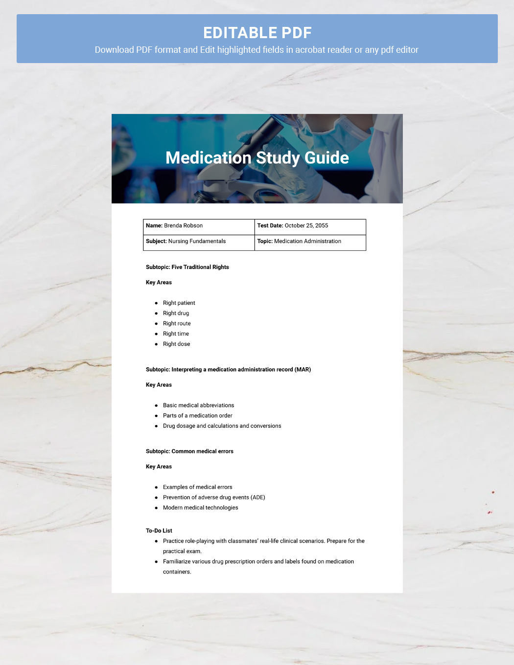 Medication Study Guide Template In Word Google Docs Pages Download