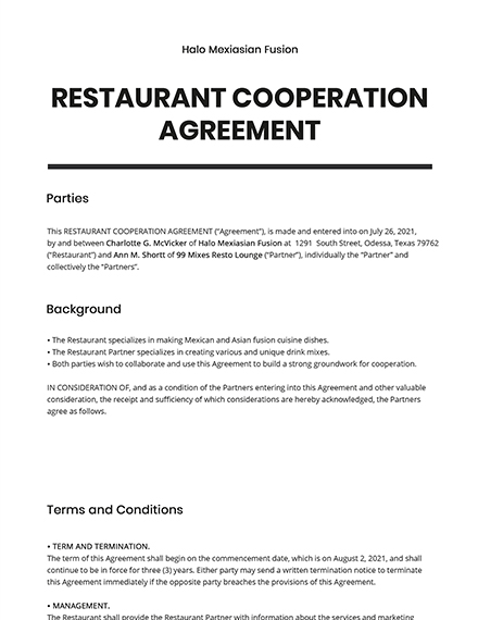 Free Joint Cooperation Agreement Template - Google Docs, Word, Apple ...