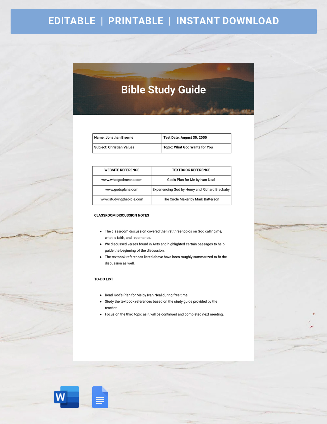Bible Study Guide Template Google Docs Word Apple Pages Template