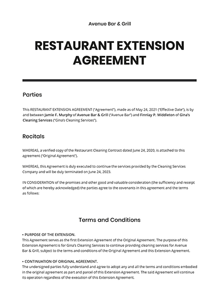 Service Contract Extension Agreement Template - Google Docs, Word ...