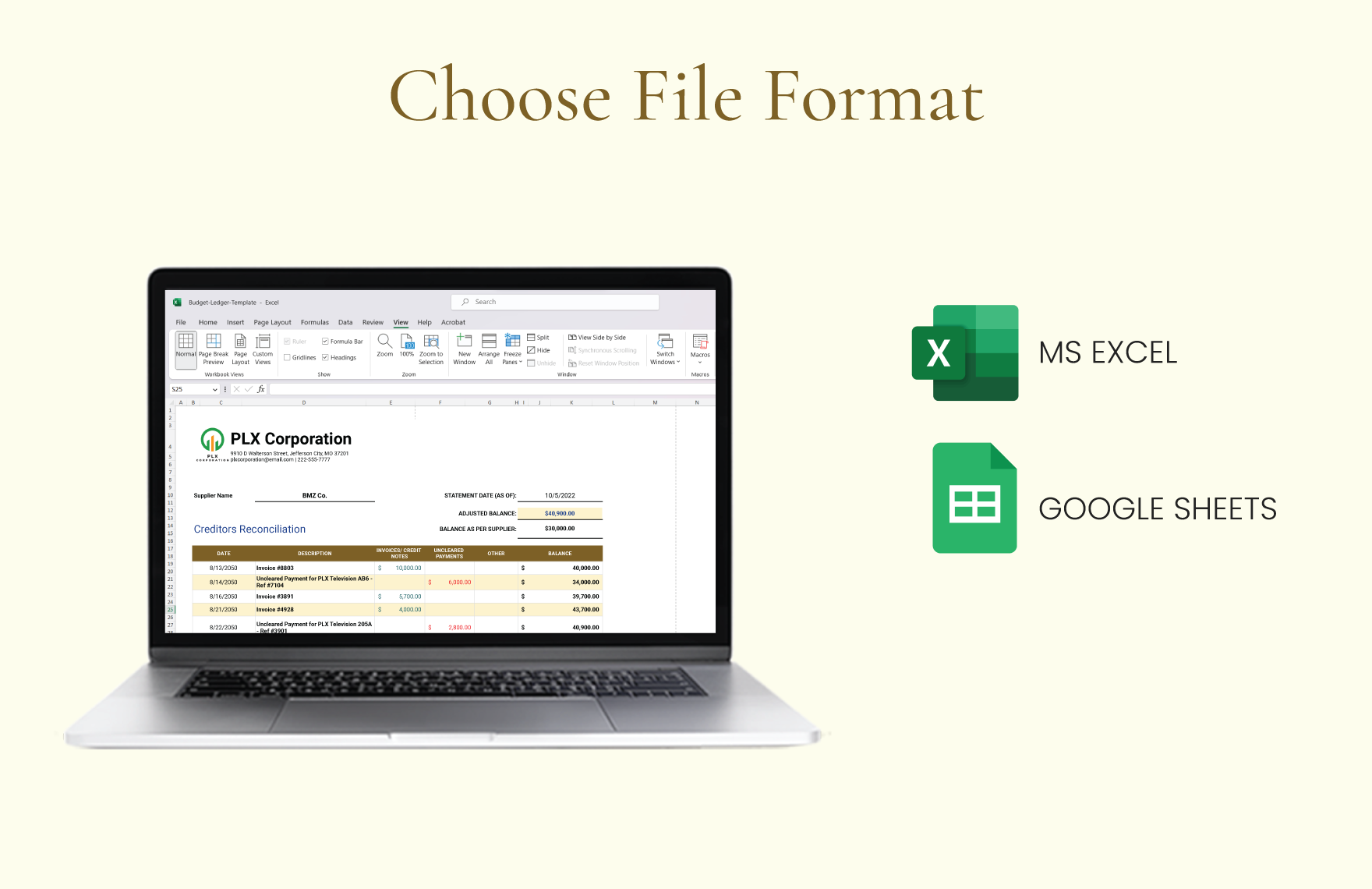 Creditors Reconciliation Template - Excel, Google Sheets | Template.net