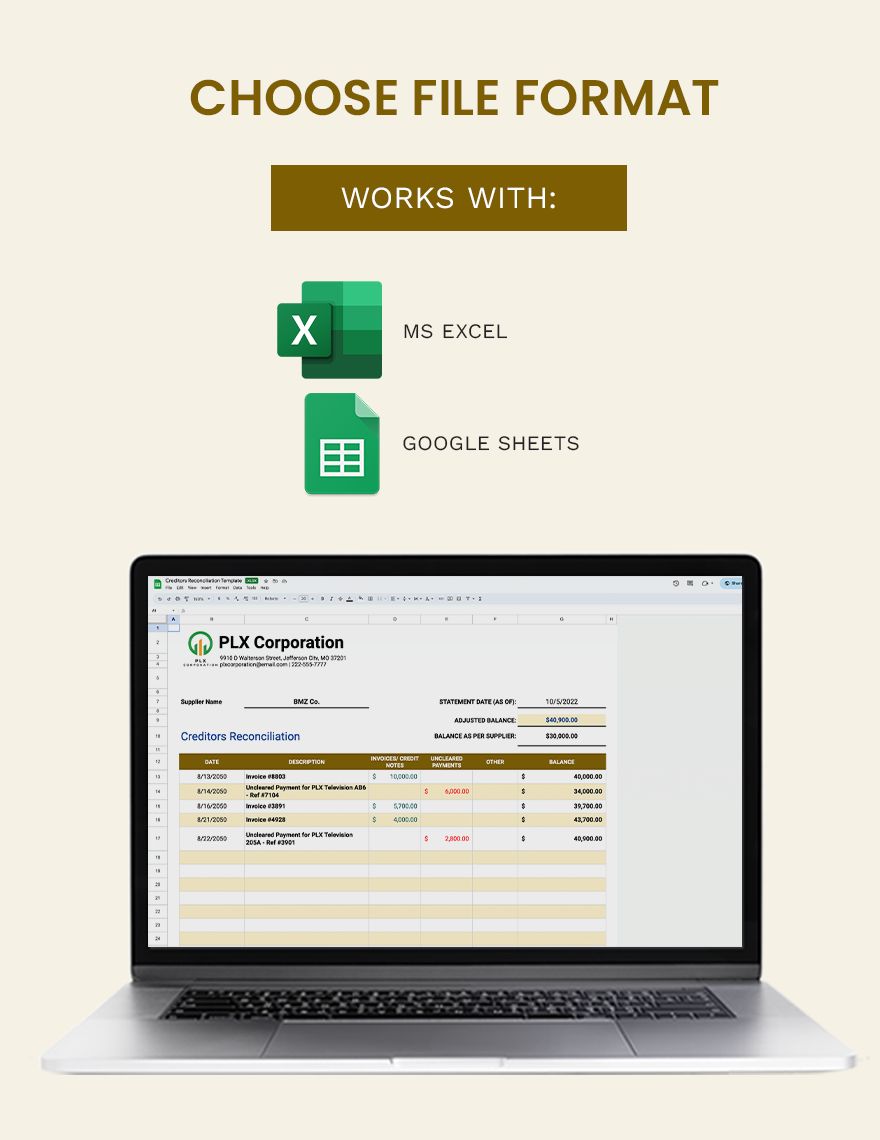 Creditors Reconciliation Template - Google Sheets, Excel | Template.net
