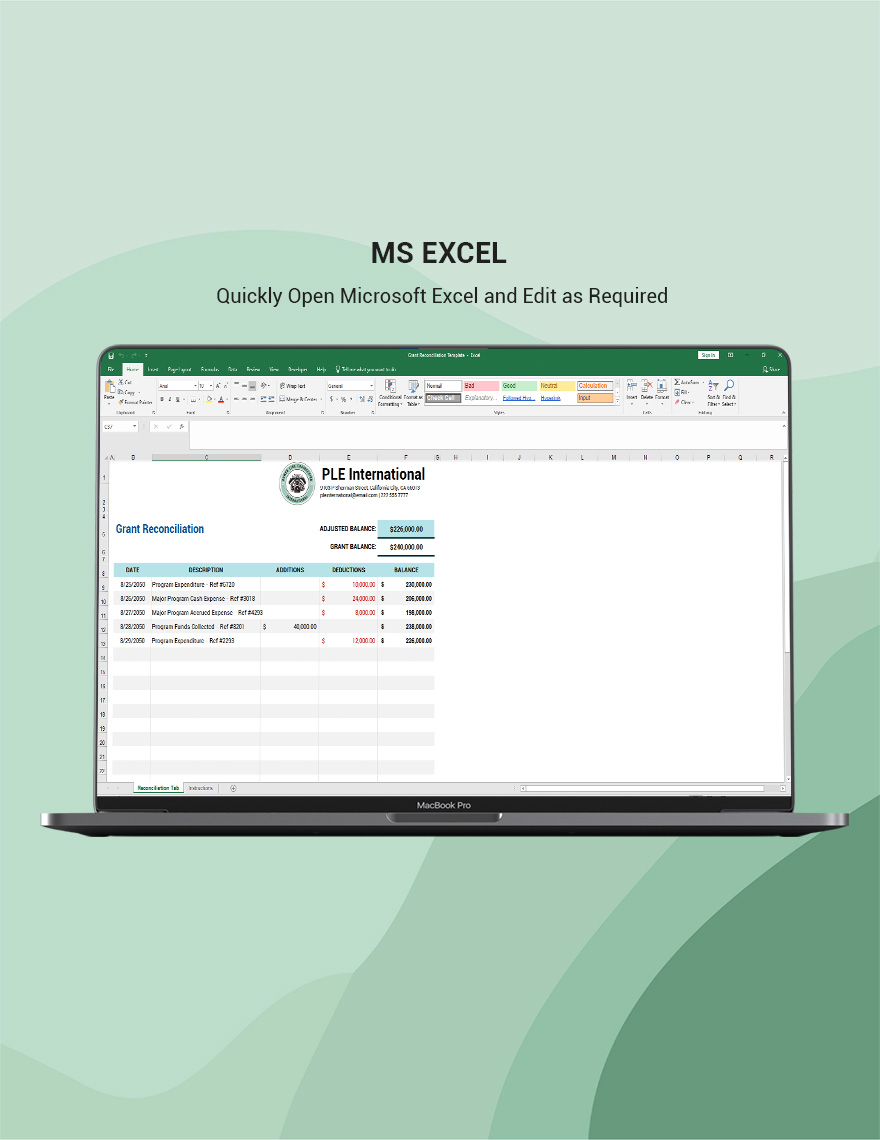 Grant Reconciliation Template - Google Sheets, Excel | Template.net