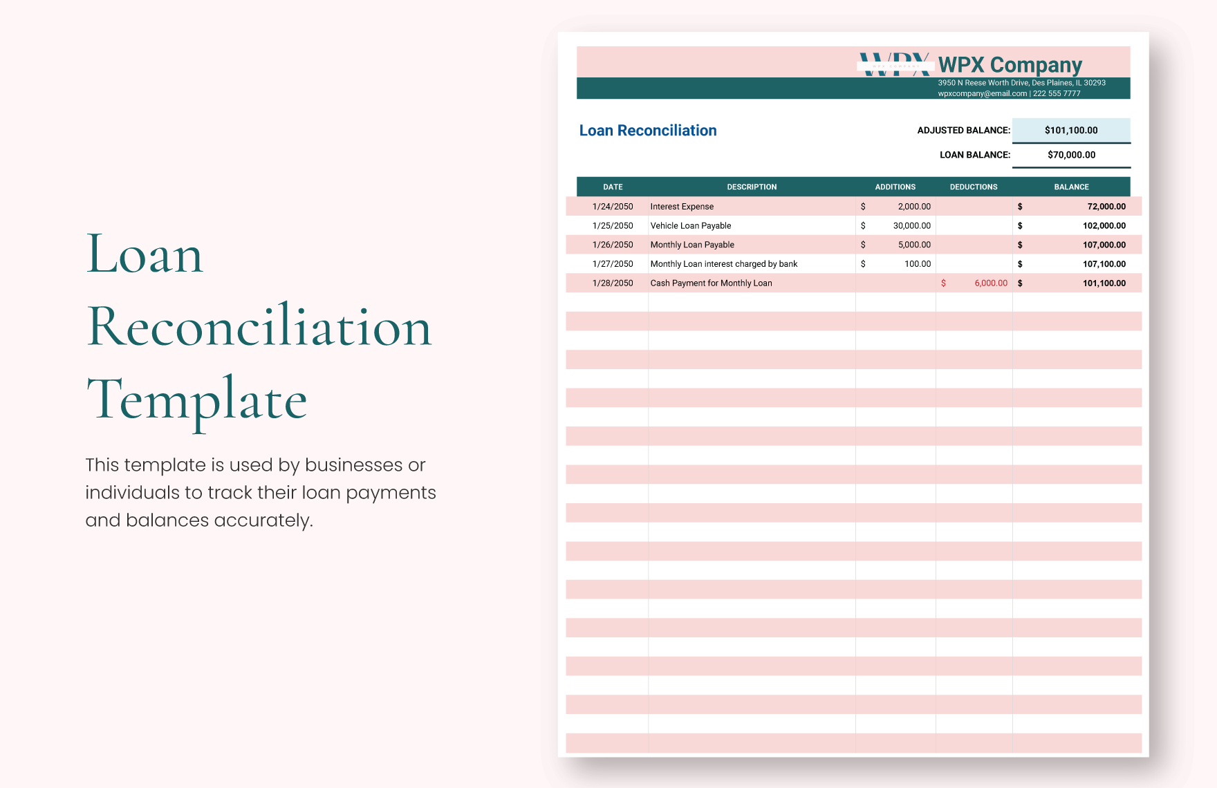 Loan Reconciliation Template Google Sheets Excel Template