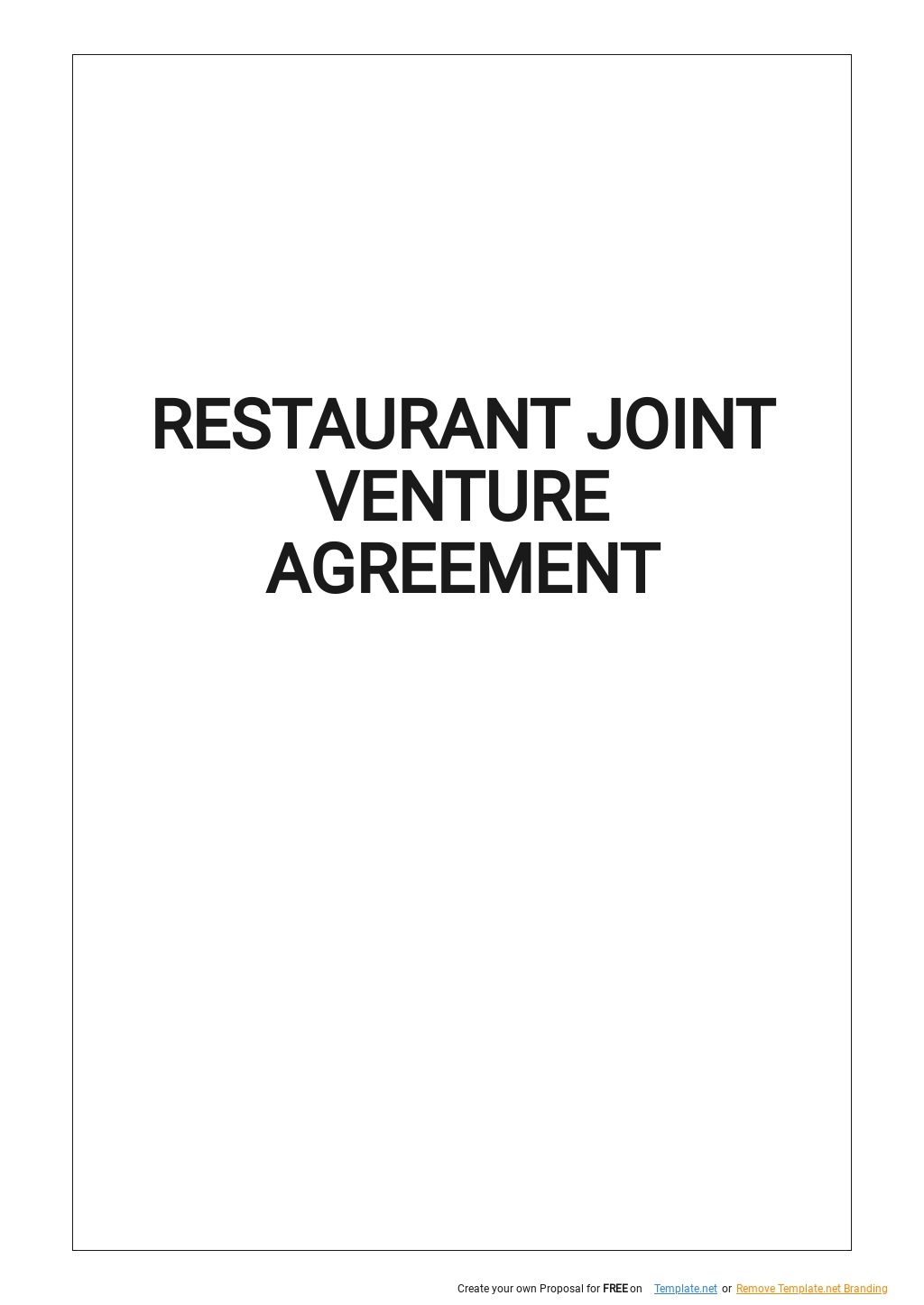 Free Joint Venture Agreement In Microsoft Word DOC Templates 10 