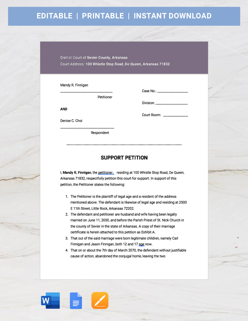 Support Petition Template Word Google Docs Apple Pages Template