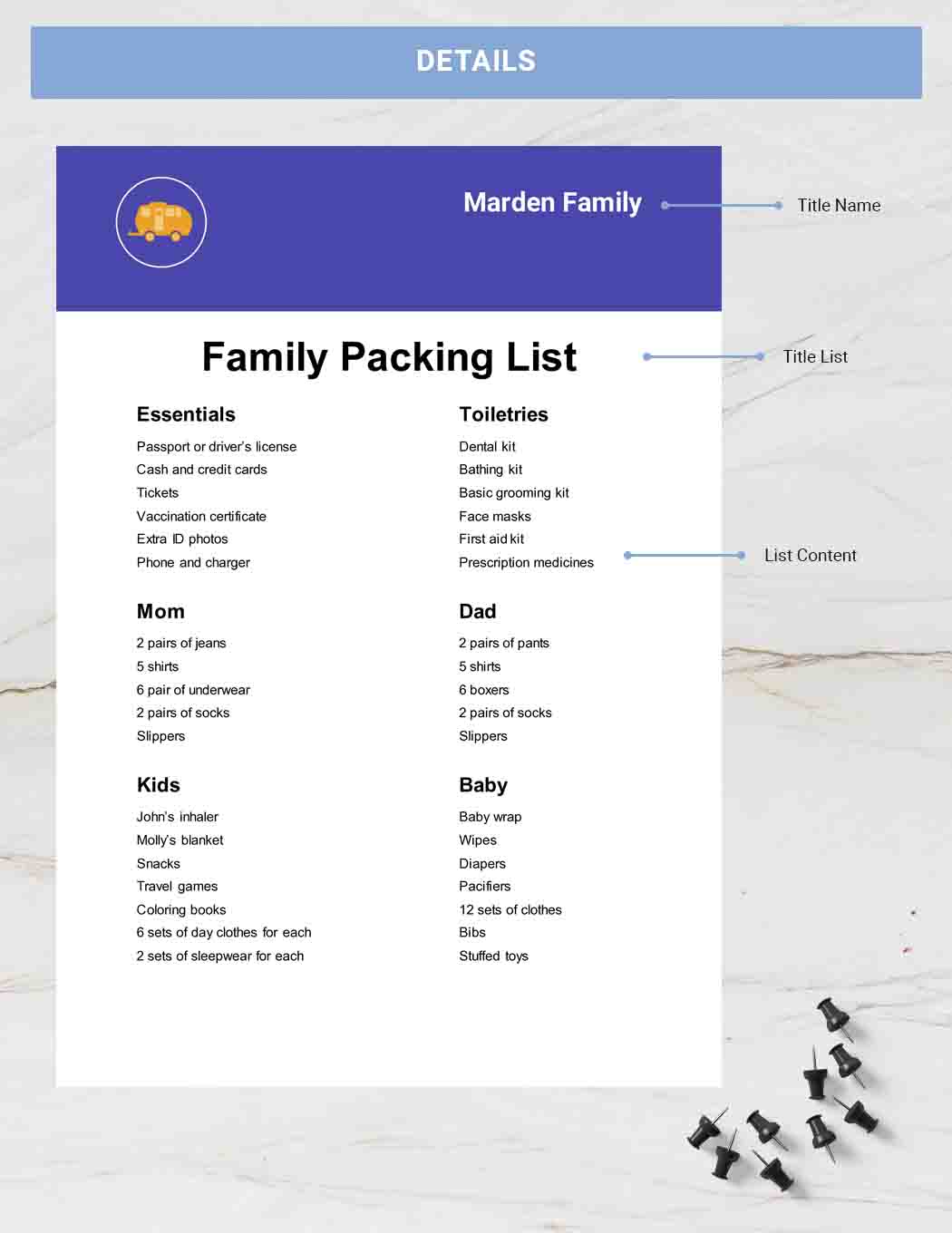 Family Packing List Template - Google Docs, Word, Apple Pages ...