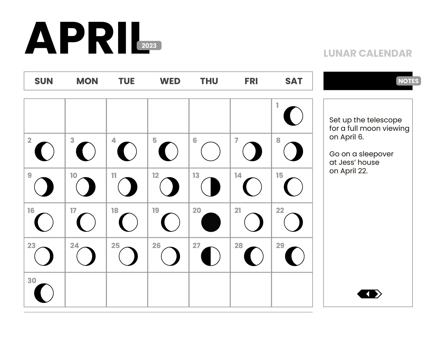 Cute April 2023 Calendar Template Google Docs Illustrator Word PSD 