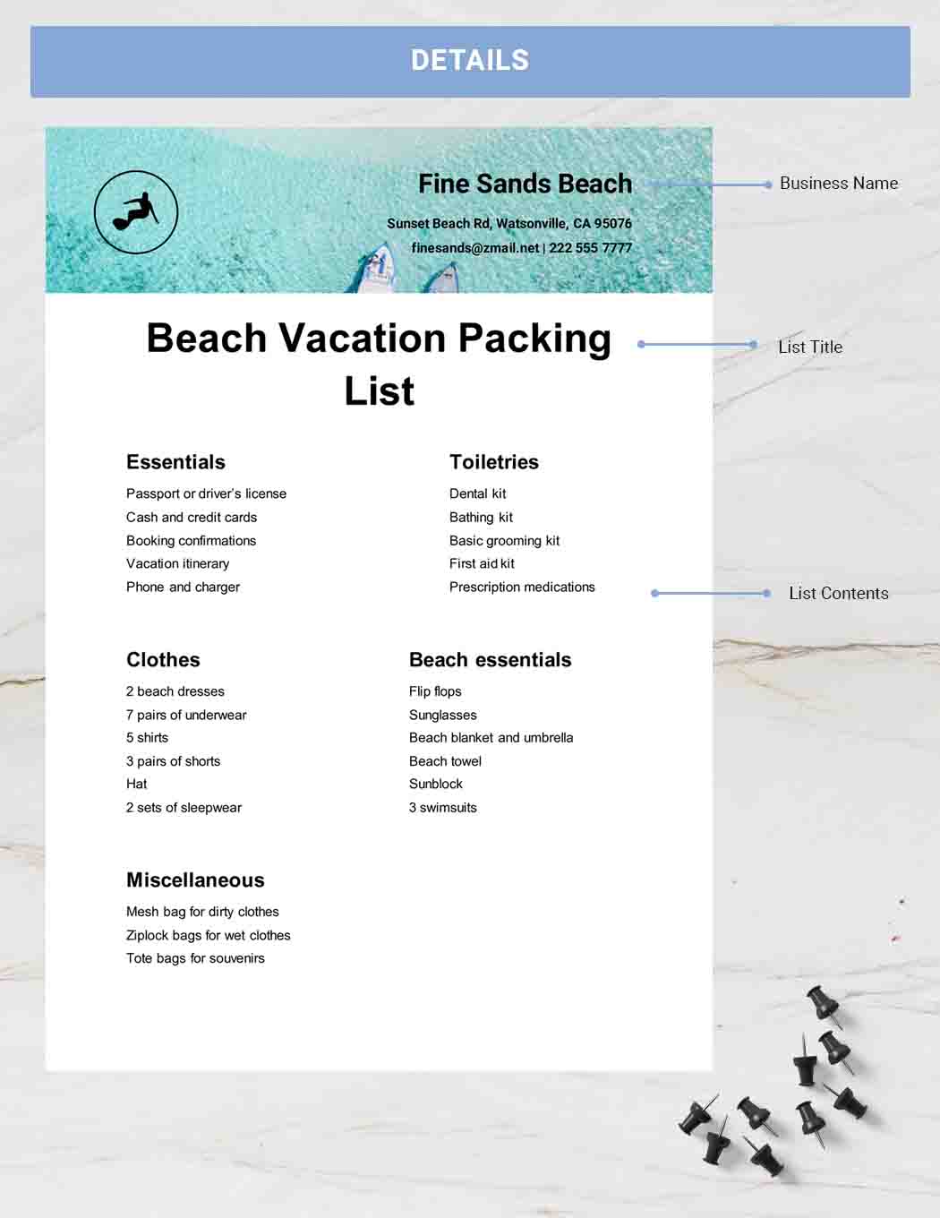 Beach Vacation Packing List Template - Google Docs, Word, Apple Pages ...