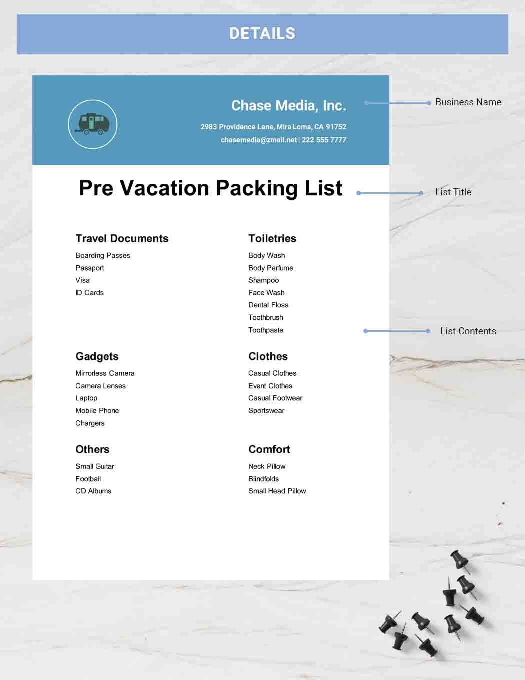 Pre Vacation Packing List Template - Google Docs, Word, Apple Pages ...