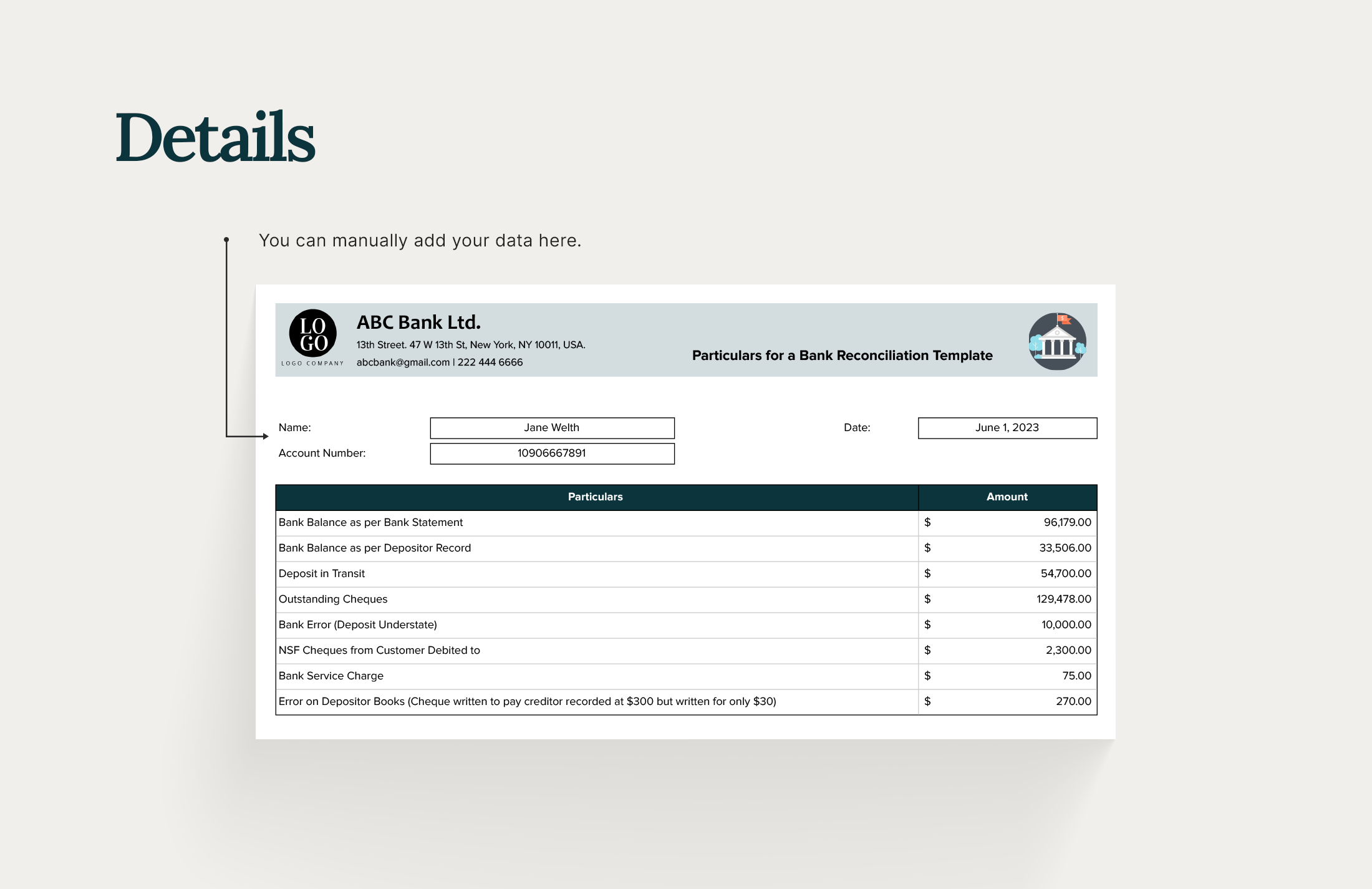 Bank Reconciliation Template - Download in Word, Google Docs, Excel ...