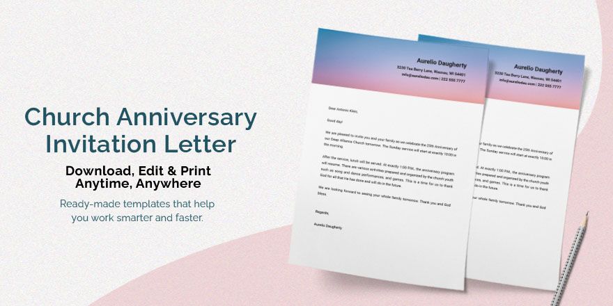 Free Church Anniversary Invitation Letter Download In Word Google Docs PDF Apple Pages 