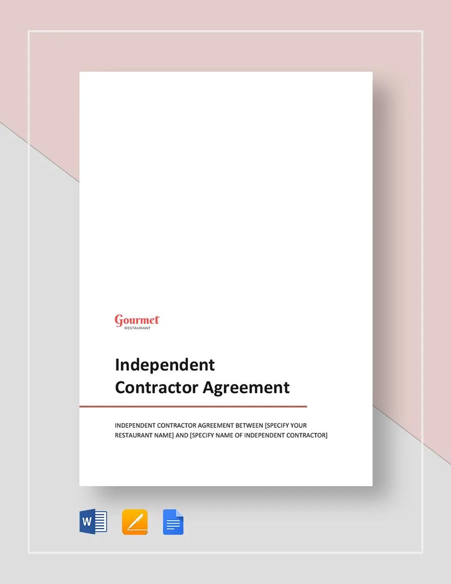 Restaurant Independent Contractor Agreement Template Download In Word 