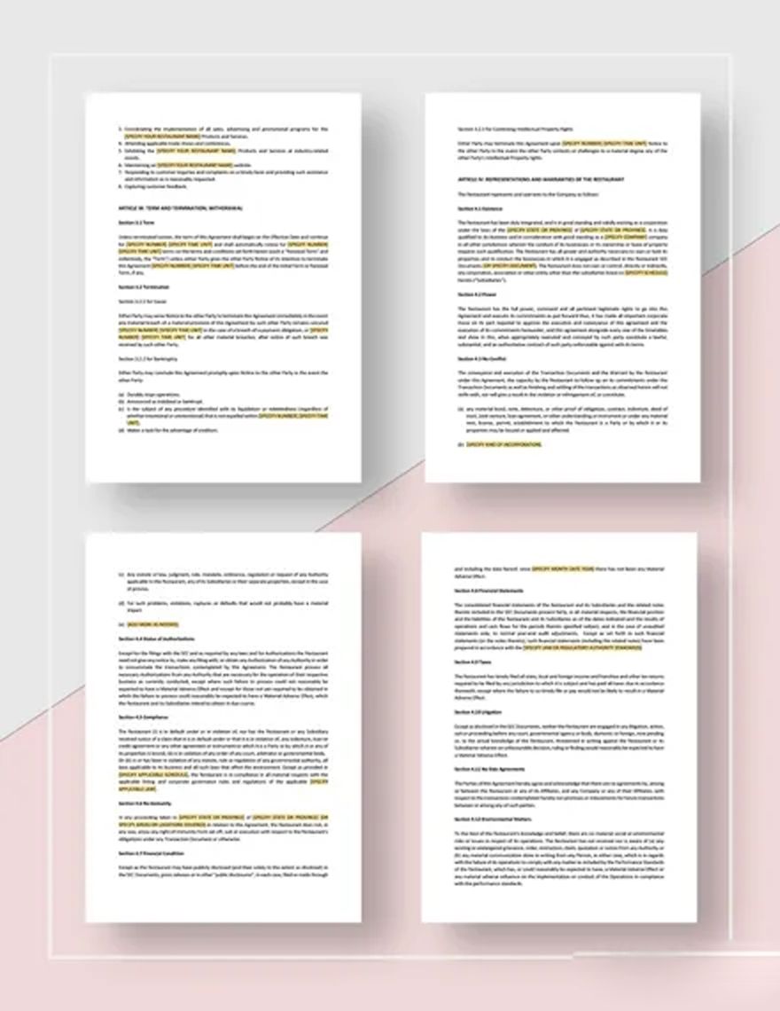 Restaurant Strategic Alliance Agreement Template - Google Docs, Word ...