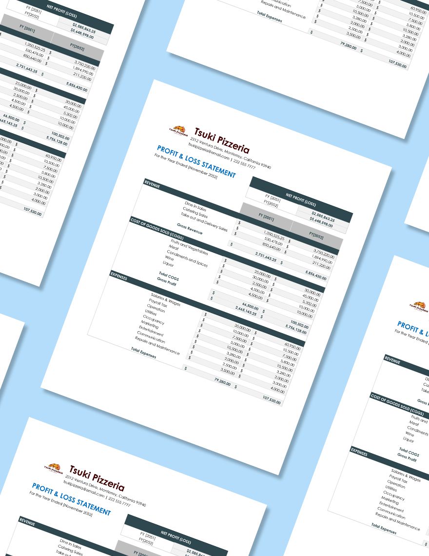 Small Business Profit And Loss Template - Download in Excel, Google ...