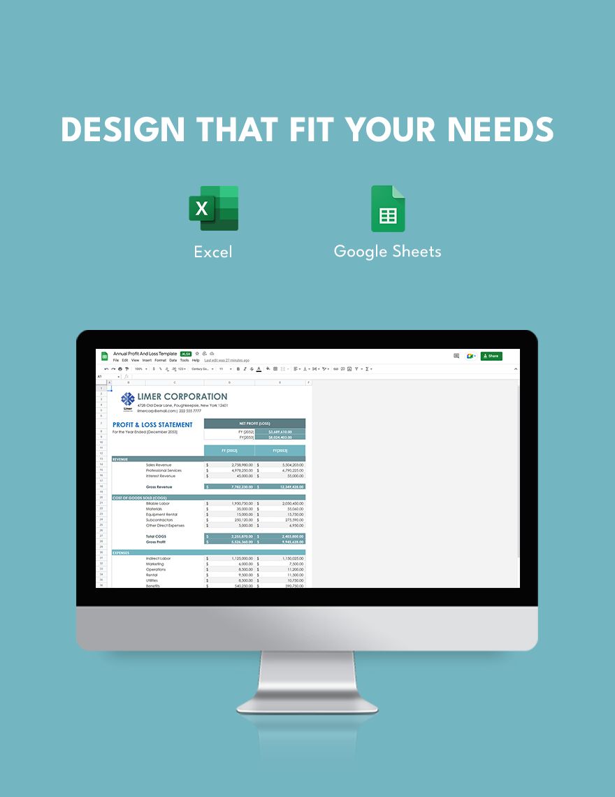 Annual Profits And Loss Templates - Download in Excel, Google Sheets ...