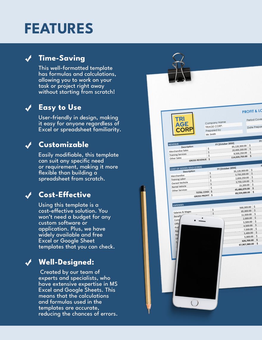 Corporate Profit And Loss Template - Download in Excel, Google Sheets ...