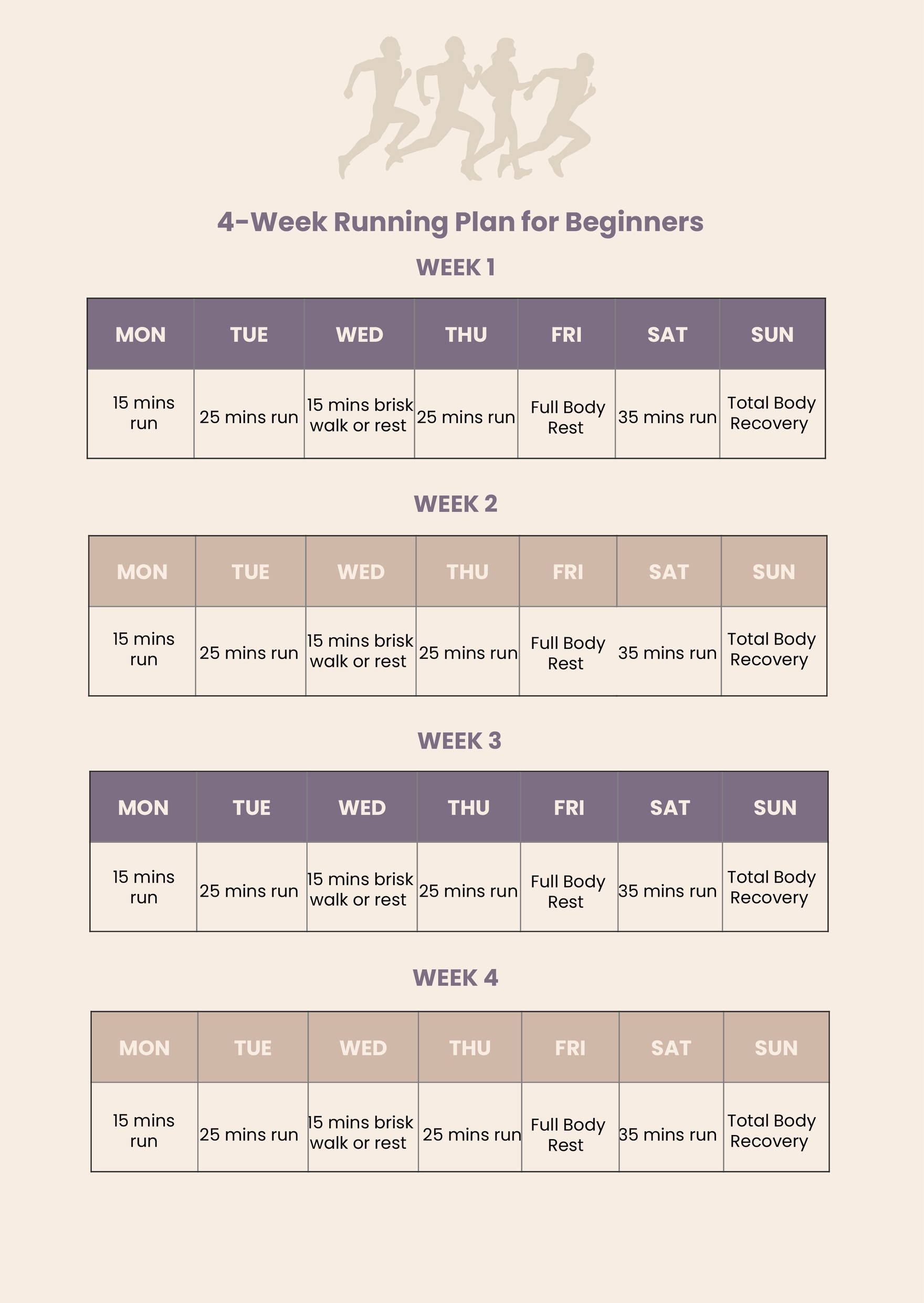 Running Workout Chart In Illustrator PDF Download Template Running Workout Chart In Illustrator PDF Download Template