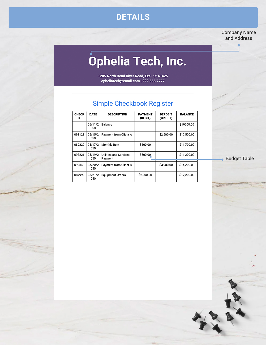 Free Free Simple Checkbook Register Template - Google Docs, Word, Apple ...