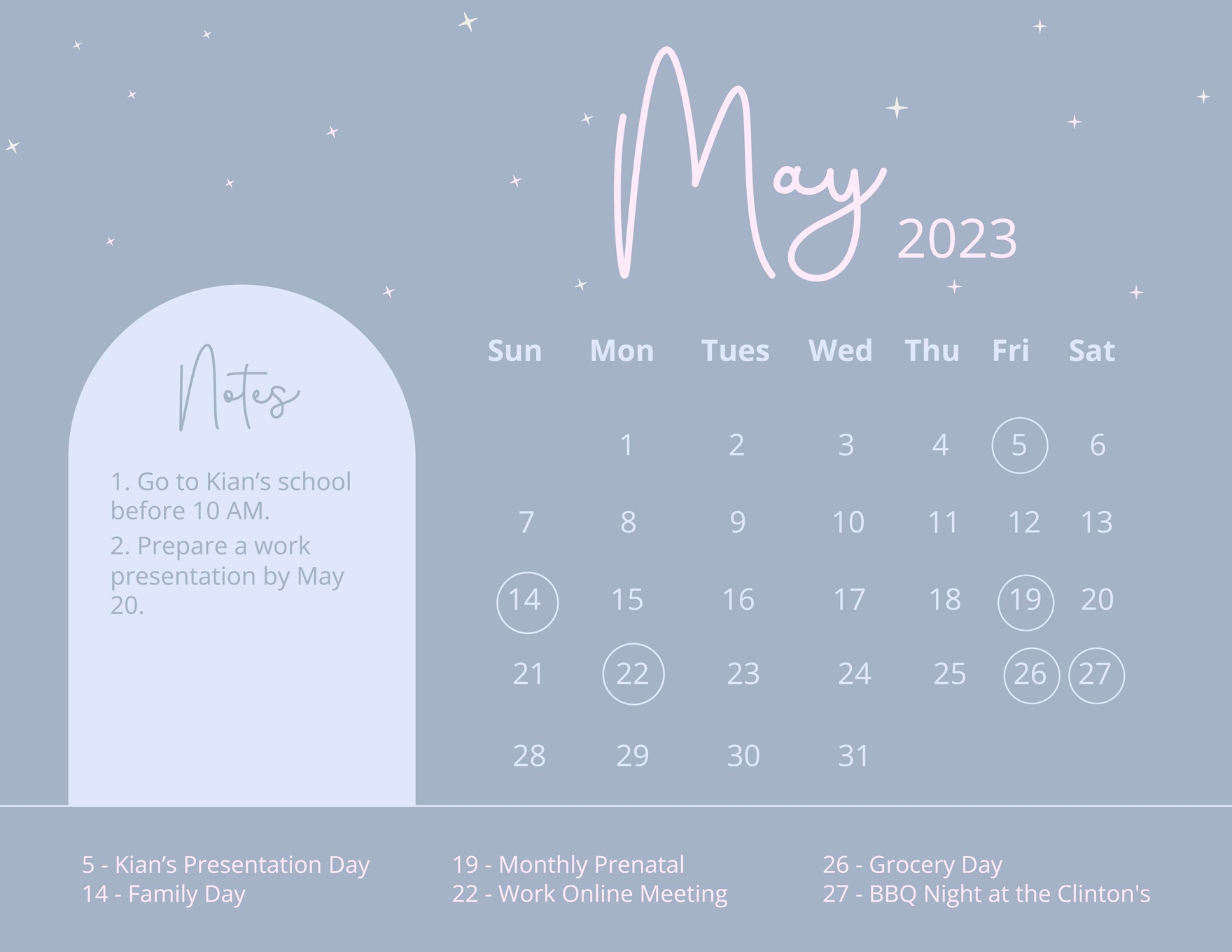 Free Pretty Year 2023 Calendar Illustrator Word PSD Template