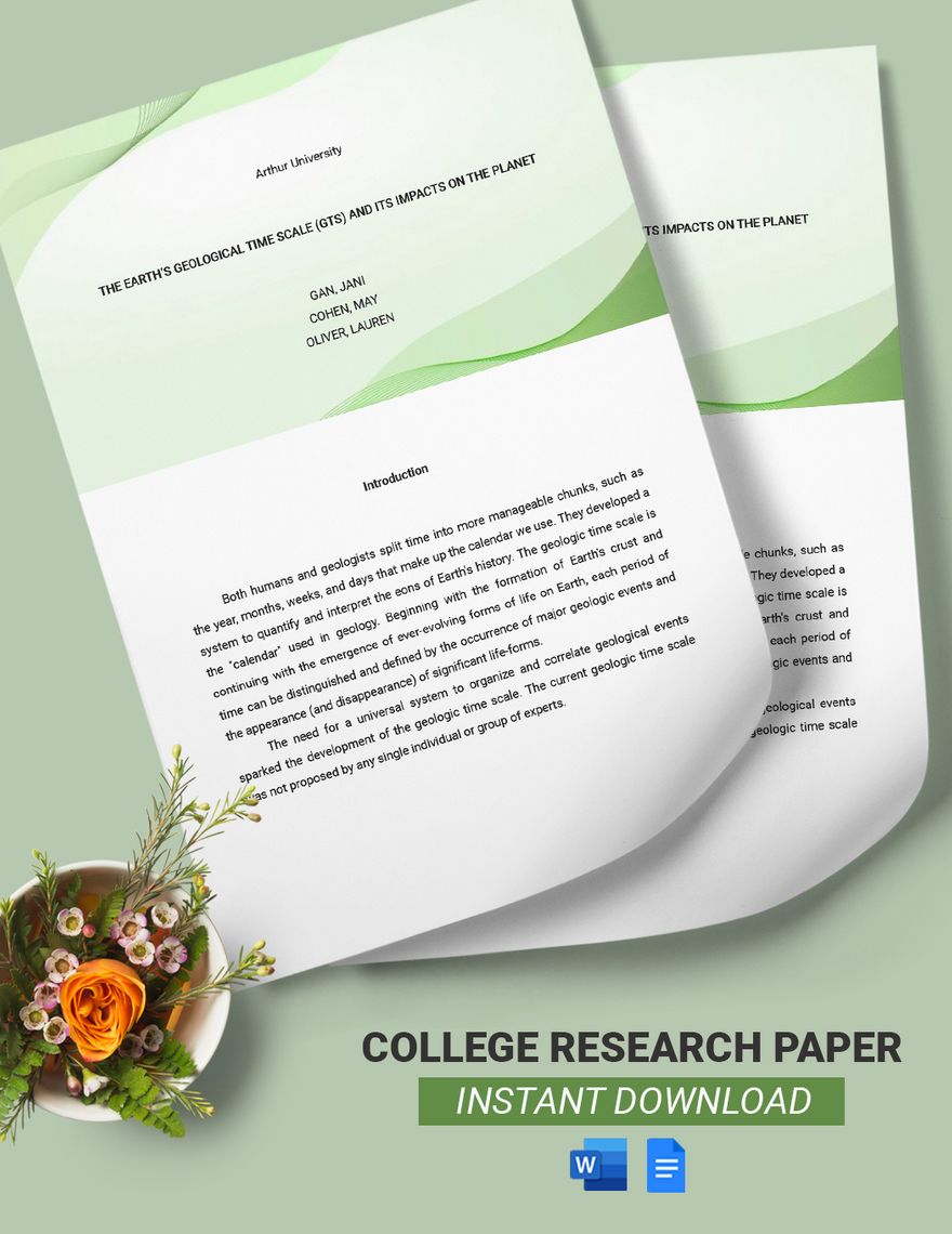 College Research Paper Template In Word Google Docs Download