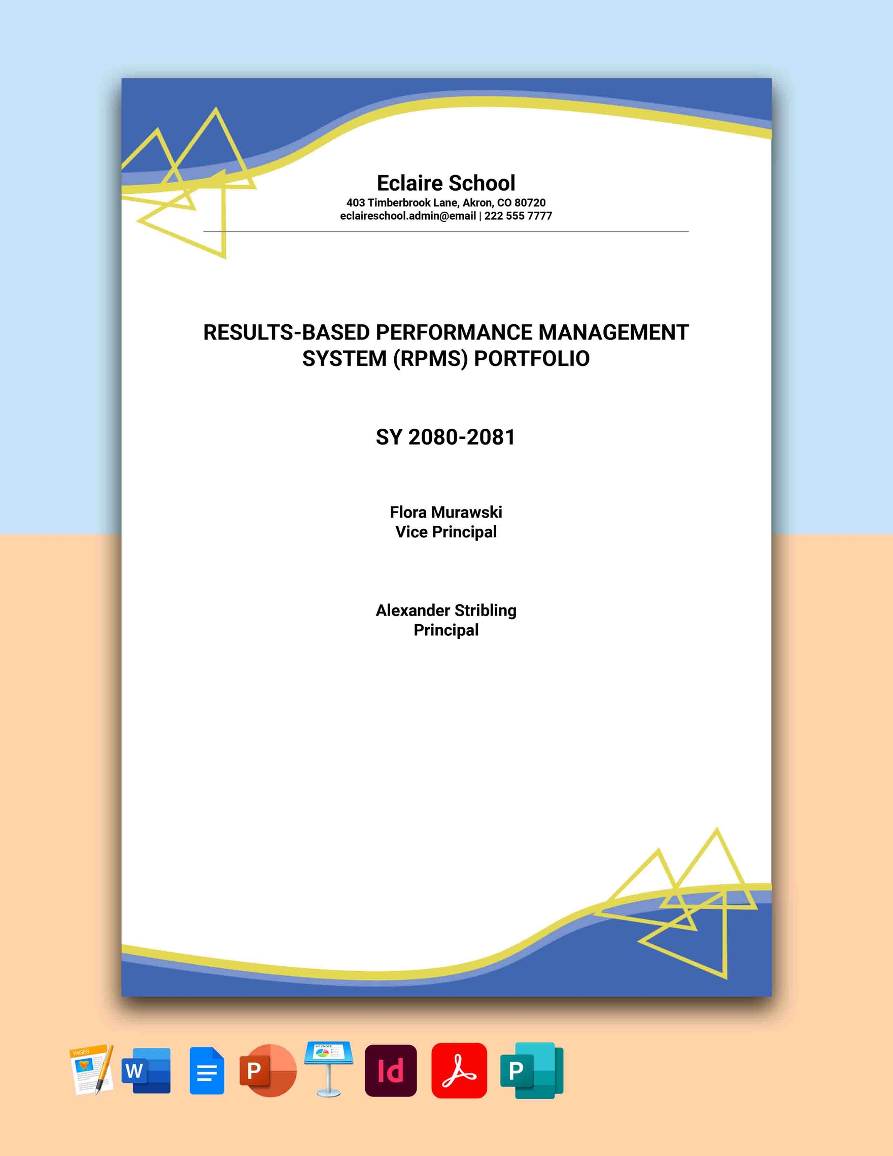 School RPMS Portfolio Template Google Docs InDesign Apple Keynote 