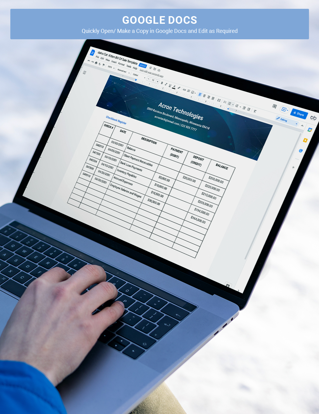 Digital Checkbook Register Template - Google Docs, Word | Template.net