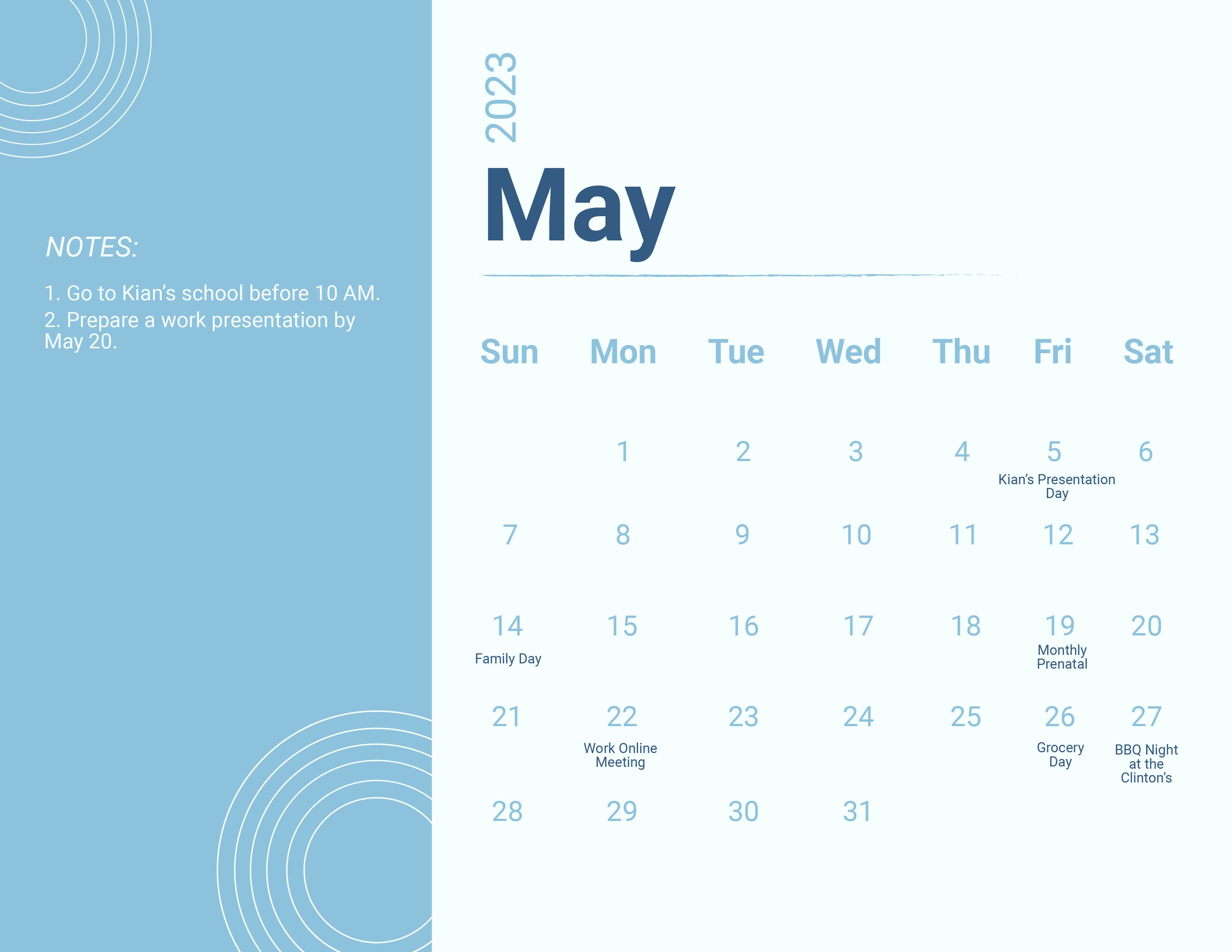 Pink May 2023 Calendar - Download in Word, Google Docs, Illustrator ...