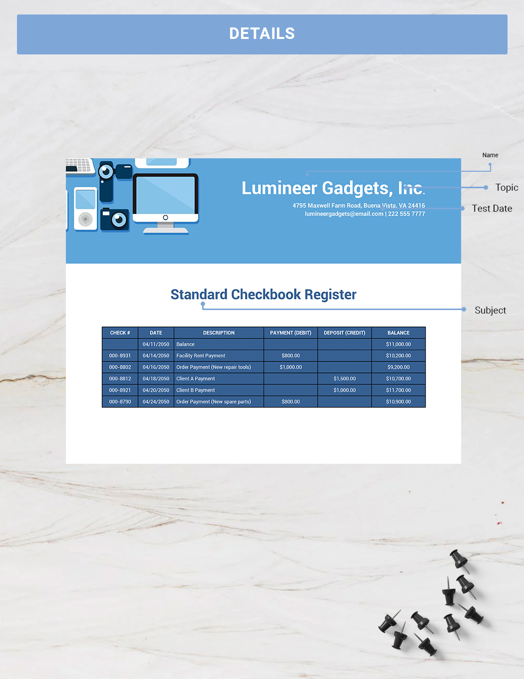 Free Standard Checkbook Register Template - Google Docs, Word ...
