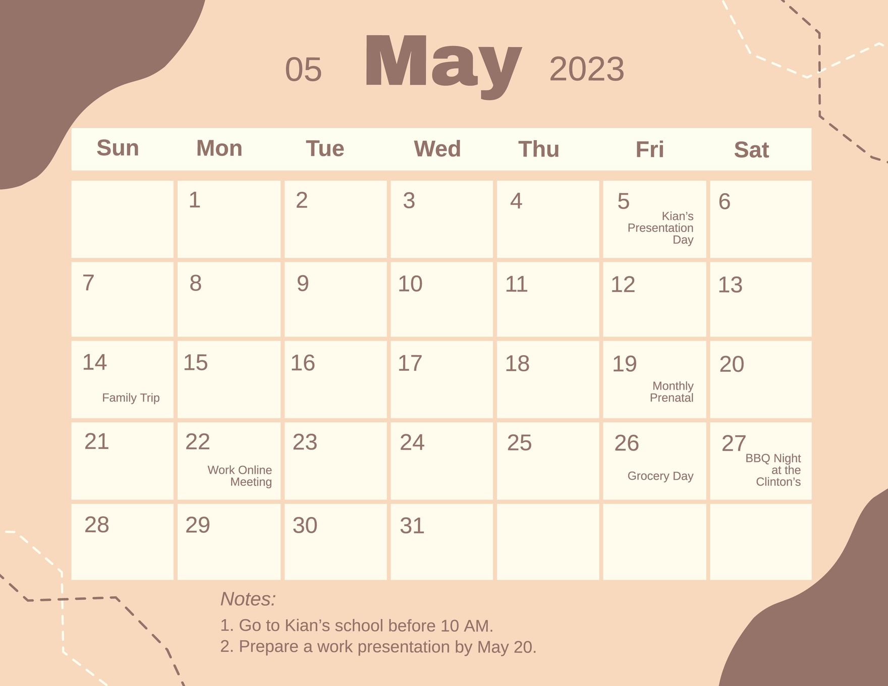 Free Simple May 2023 Calendar Template Download In Word Google Docs 