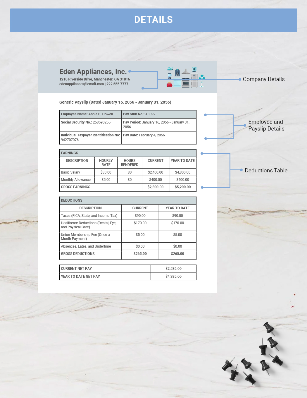 Free Free Generic Payslip Template - Google Docs, Word | Template.net