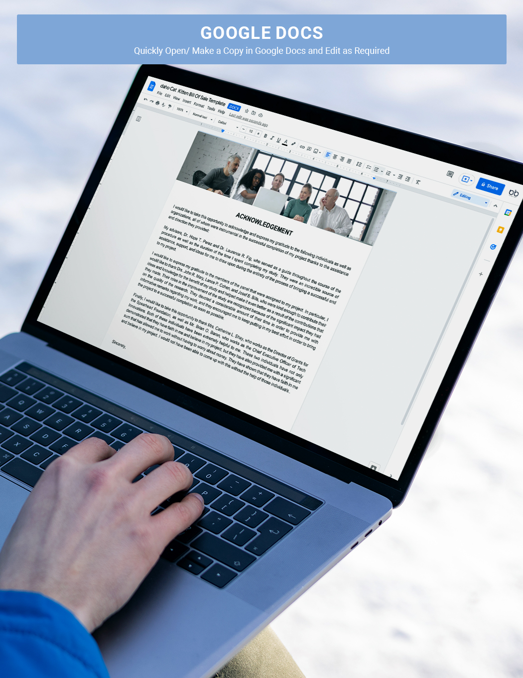 Acknowledgement For College Project Report - Google Docs, Word, Apple ...