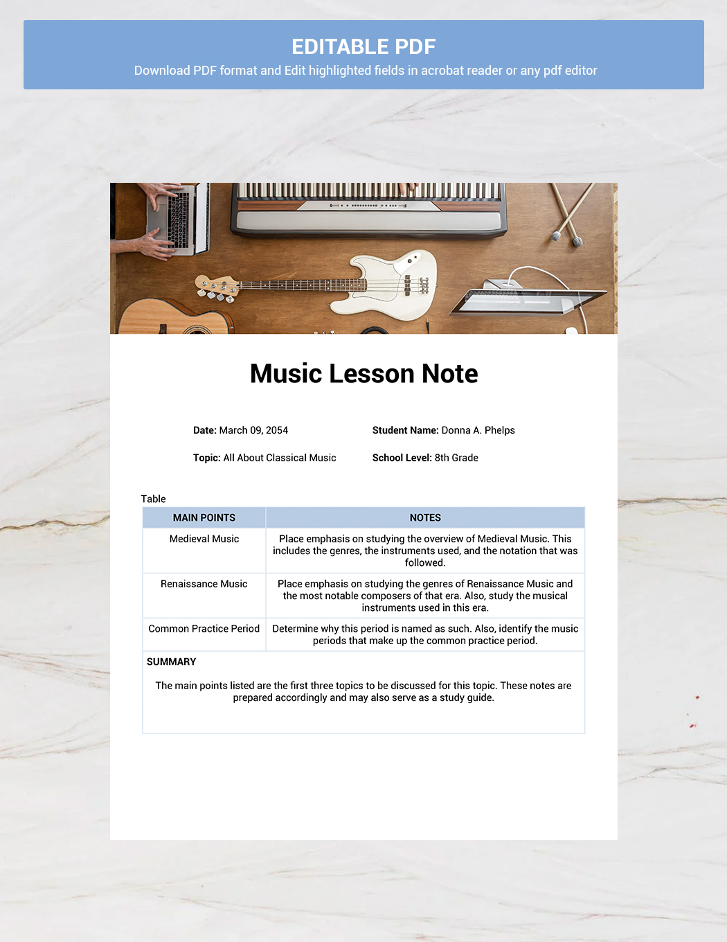 Music Lesson Note Template - Google Docs, Word | Template.net