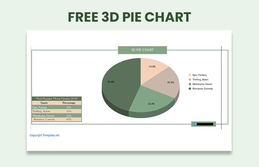 Free 3D Pie Chart Google Sheets Excel Template