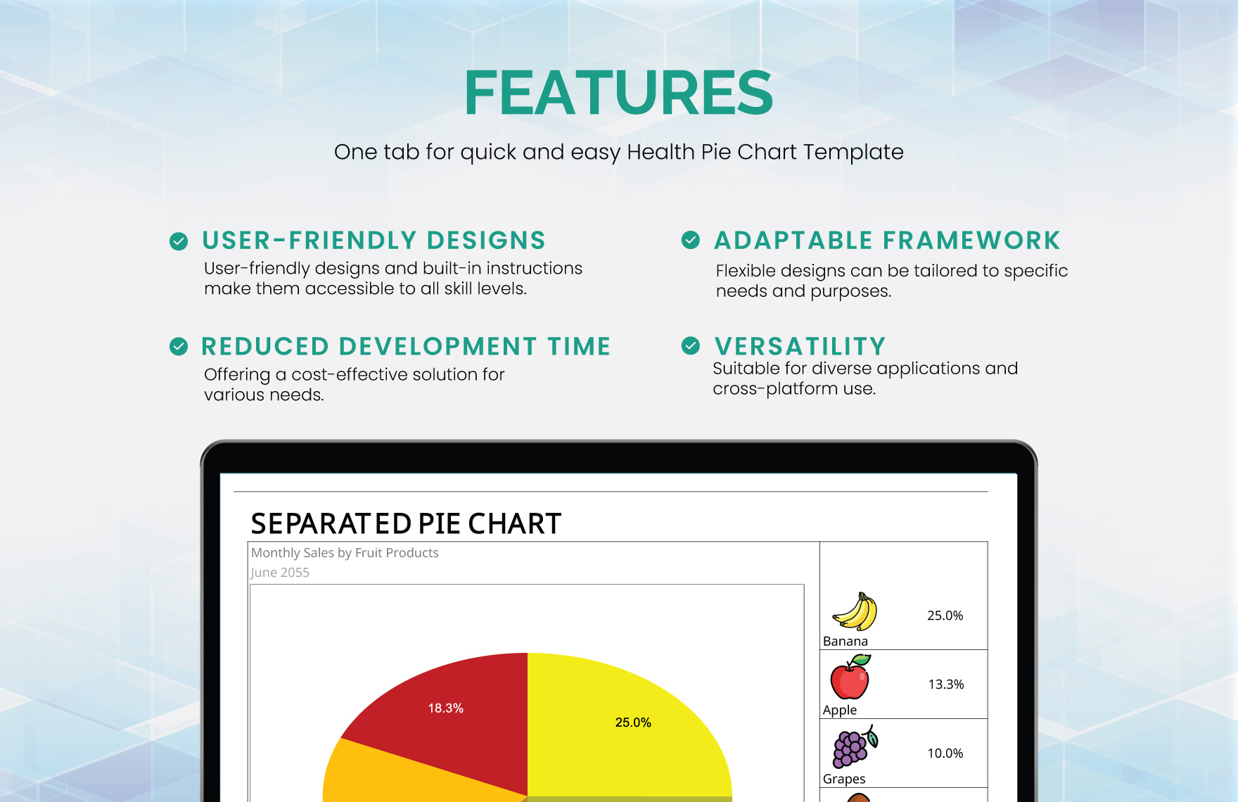 Separated Pie Chart in Excel, Google Sheets - Download | Template.net