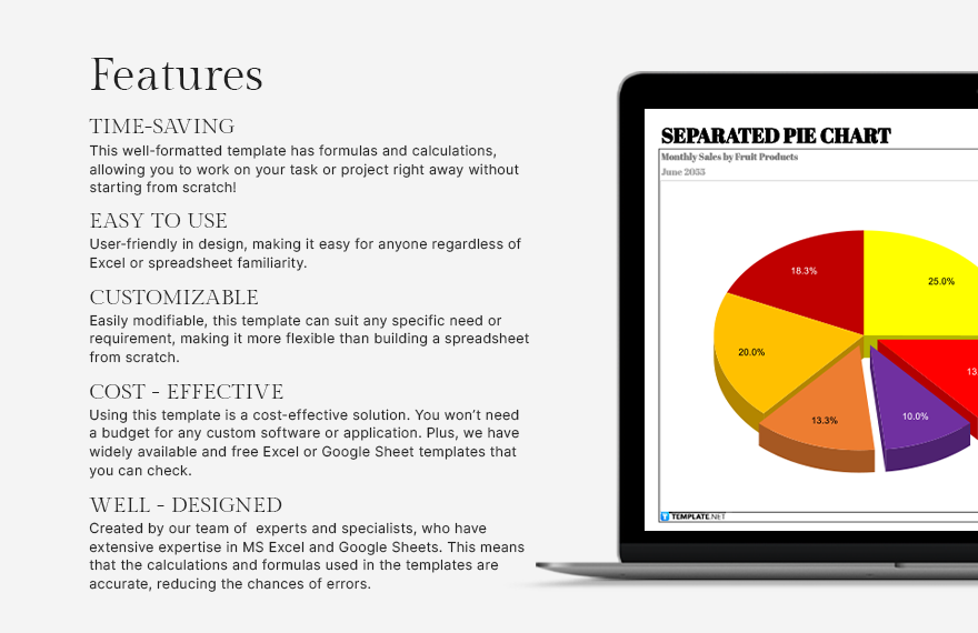 Separated Pie Chart - Google Sheets, Excel | Template.net