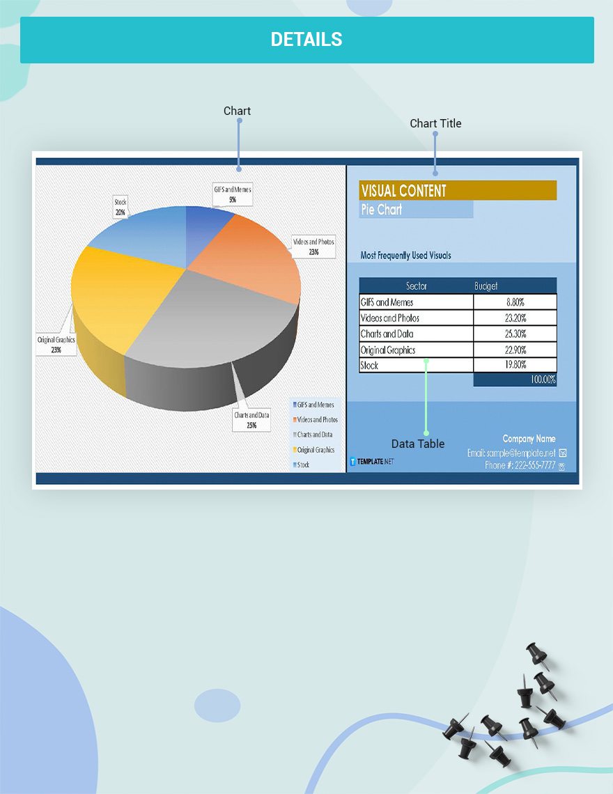 Visual Content Pie Chart - Google Sheets, Excel | Template.net
