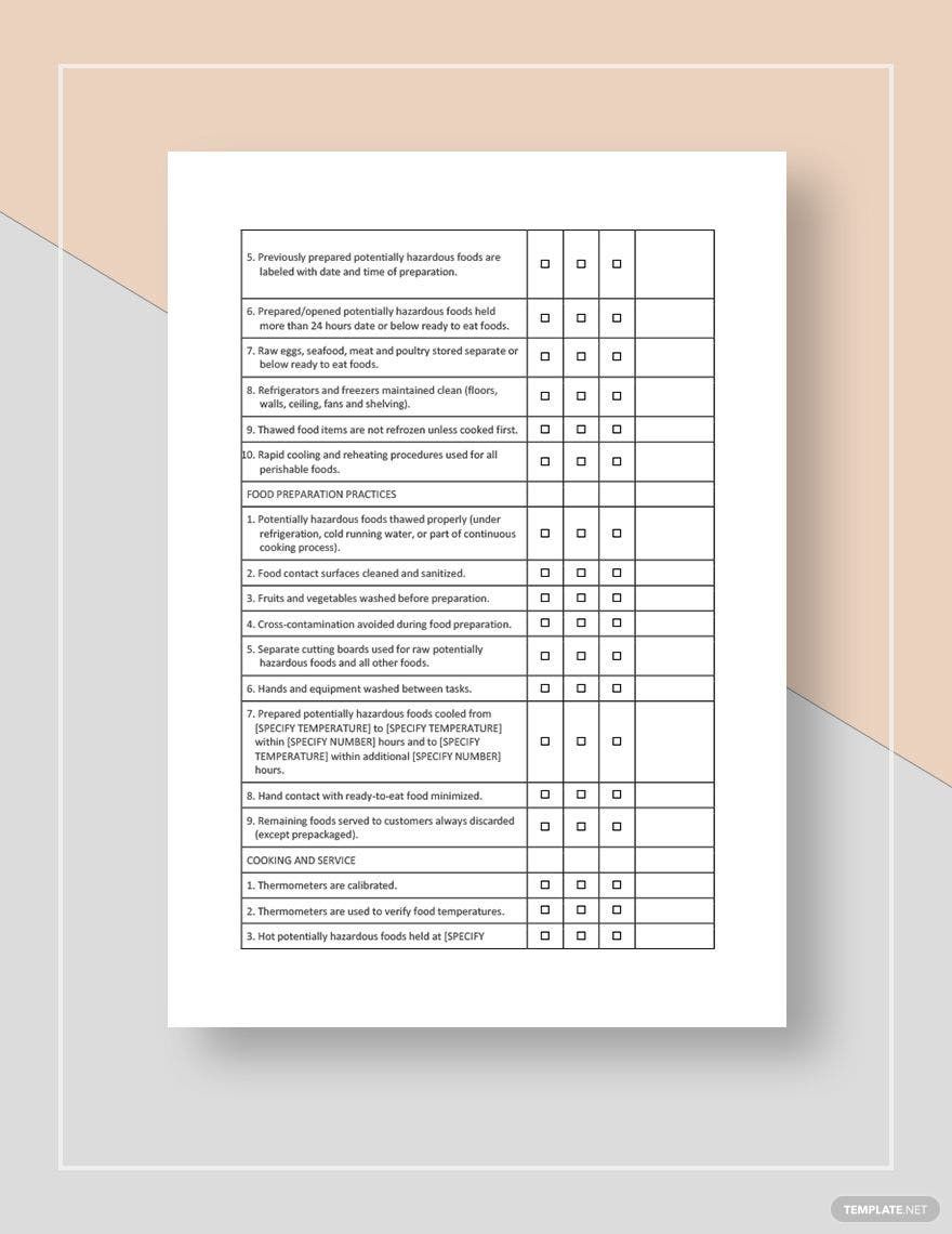 Restaurant Inspection Checklist Template Google Docs Word Apple Restaurant Inspection Checklist Template Google Docs Word Apple